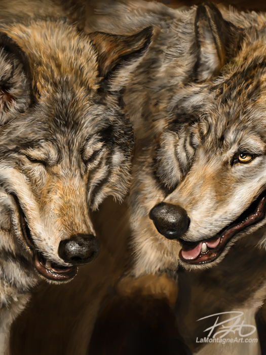 Two Wolves - LaMontagne Art